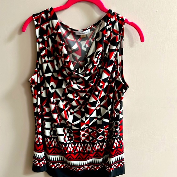 Calvin Klein | Tops | Calvin Klein Redblackwhite Design Cowl Neck ...
